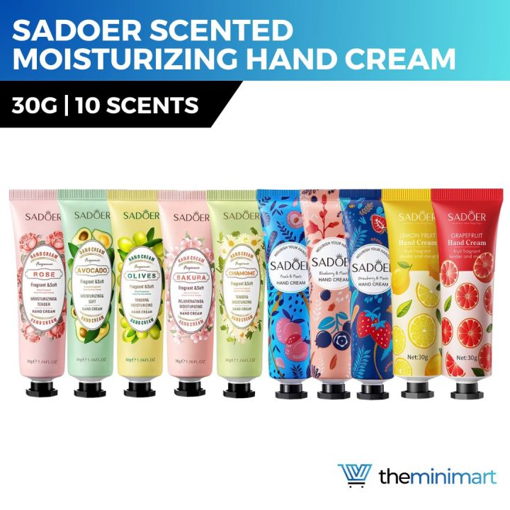 Sadoer Moisturizing Hand Cream 30g - Sakura/Olives/Avocado/Grapefruit/Strawberry/Chamomile ...