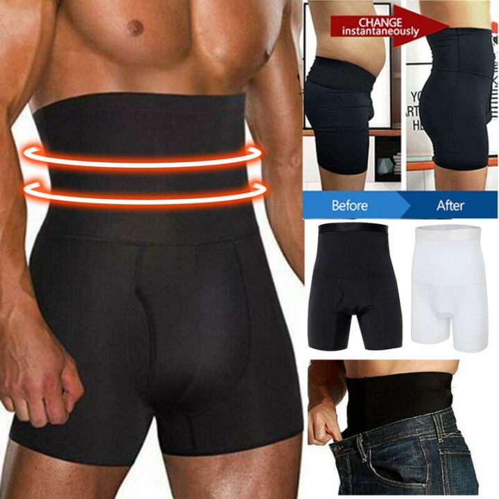 Mens Waist Trainer Shapewear Shorts Tummy Shaper High Waist Body Shaper