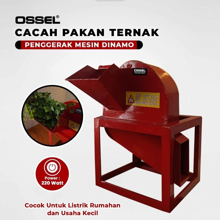 OSSEL Mesin Cacah Pakan Ternak Mesin Pencacah Rumput Ranting Mini 220 ...