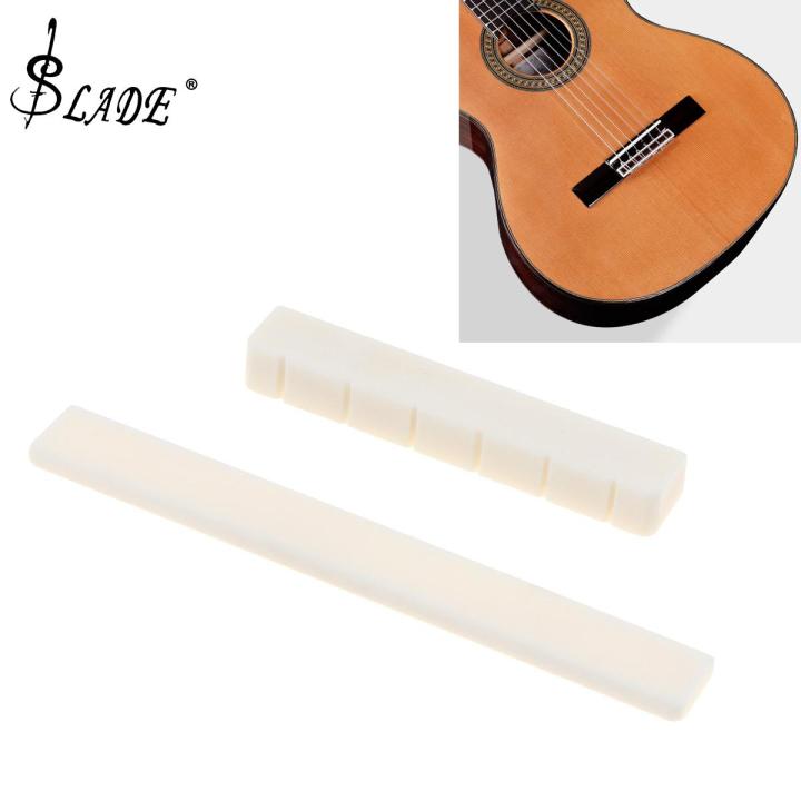 SLADE 1 Pair of Bone Guitar Bridge Nut Saddle for Classical Guitar ...