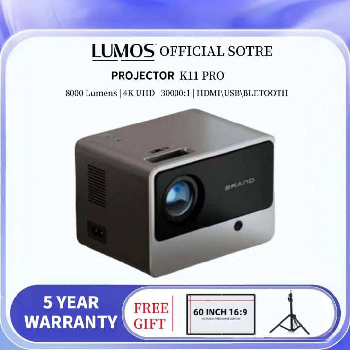 LUMOS K11 PRO Projector 8000 Lumens 1920×1080 4K UHD LED Build-in OS ...