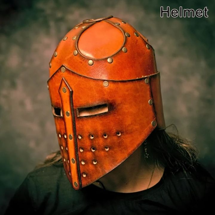 Medieval Knight Templar Crusader Helmet Viking Pirate Warrior Leather ...