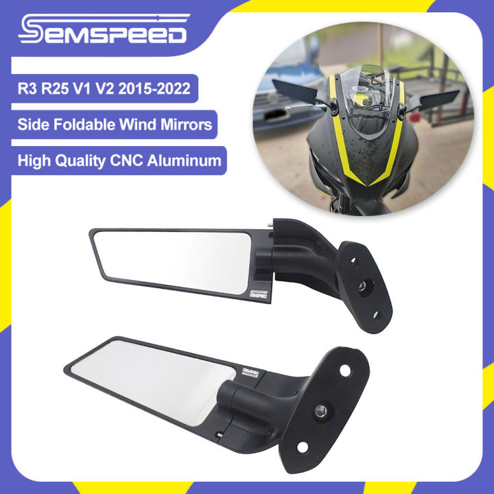 SEMSPEED Motorcycle Foldable Side Wind Mirrors Rearviews For Yamaha R25 ...