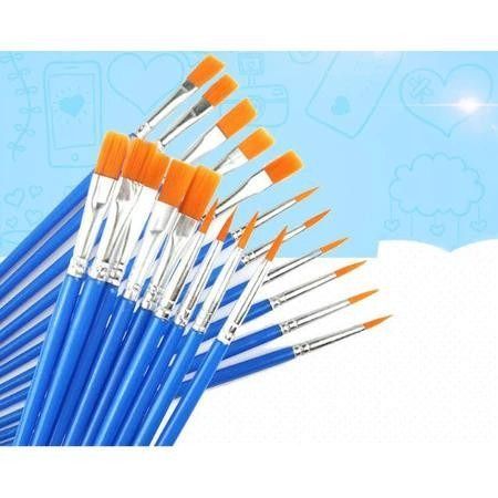 A00090 สำหรับสีอคริลิค สีน้ำ ขนาด17ซม. แปรงระบายสี พู่กัน ระบายสี ด้ามน้ำเงิน หัวกลม หัวแบน ...