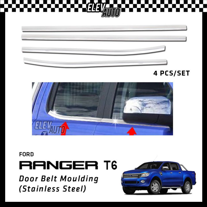 Ford Ranger T6 Chrome Lining Door Belt Moulding 3D Stainless Steel ...