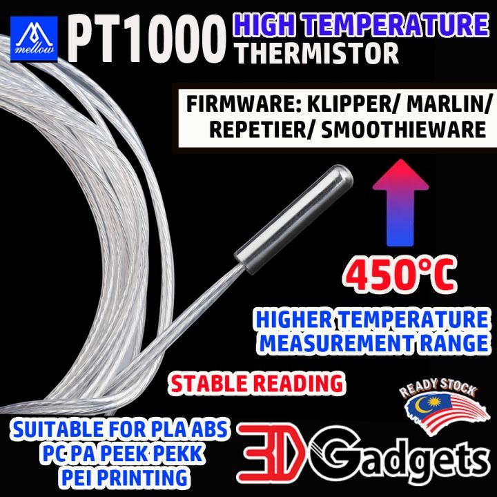 Mellow PT1000 High Temperature Thermistor 450C For Voron Klipper ...