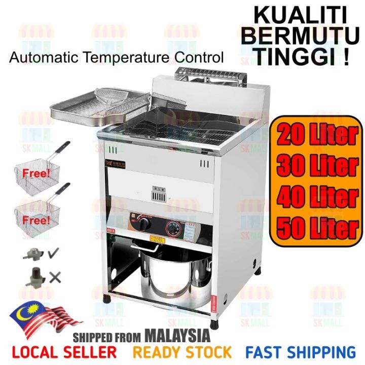 Commercial Gas Deep Fryer Machine Mesin Goreng Dapur Ayam Gunting 20 ...