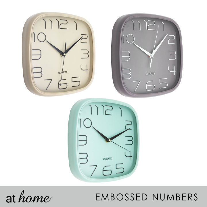 At Home Jari Square Silent Nordic Wall Clock 9” inches Easy Read ...