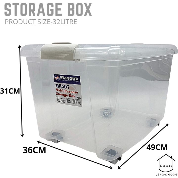 32 LITRE STORAGE BOX TRANSPARENT WITH WHEELS || LARGE CAPACITY ...