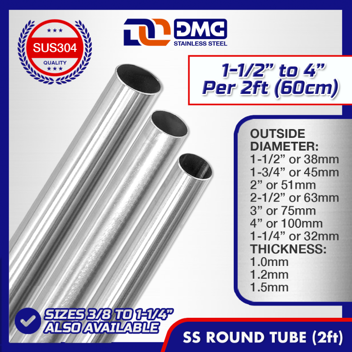 4FT (1-1/2" to 4") Stainless Round Tube Stainless Tubular Stainless ...