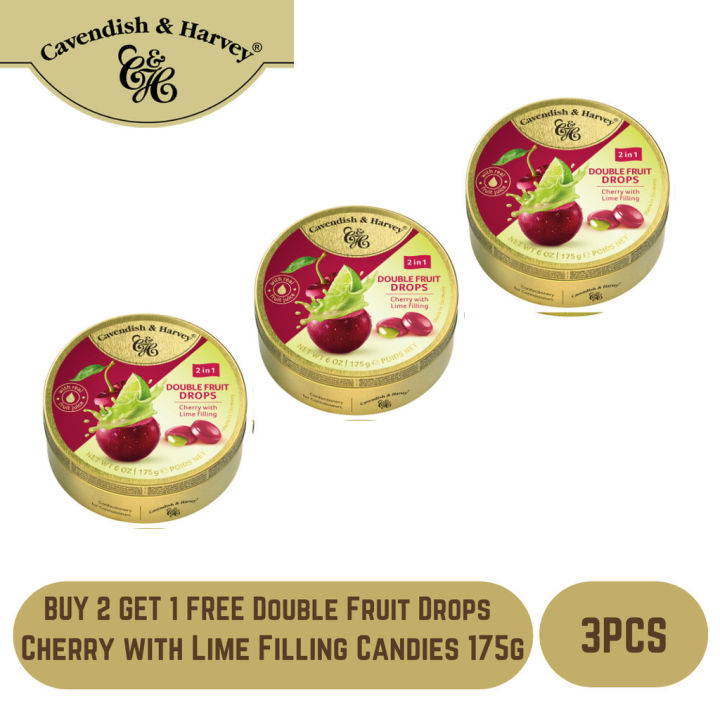 Cavendish & Harvey Double Fruit Drops Cherry with Lime Filling Candies ...