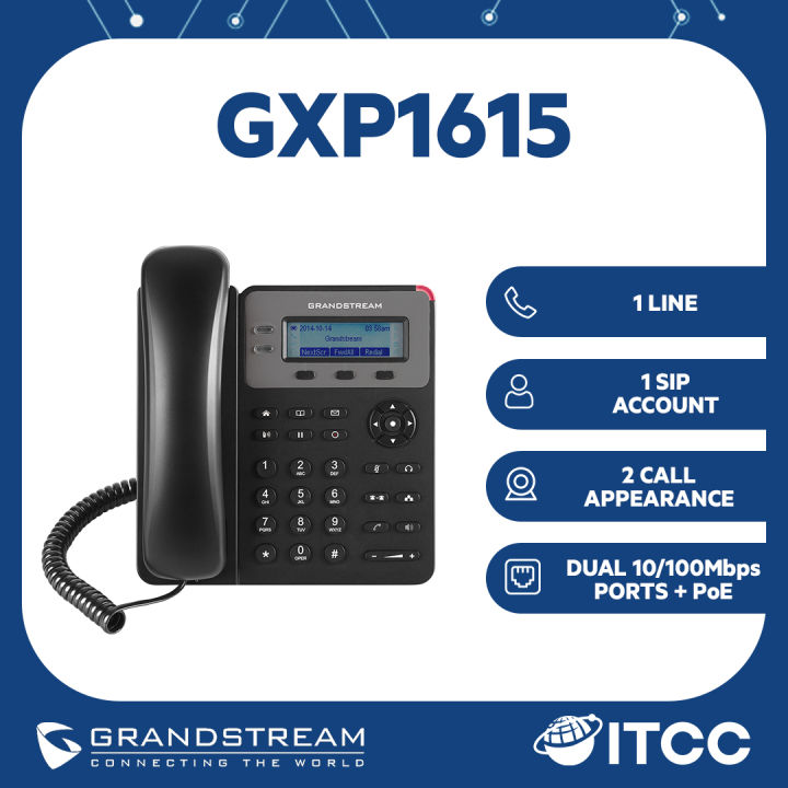 Grandstream GXP1615 IP Phone ( 1 line keys, 1 SIP account, 2 Call ...