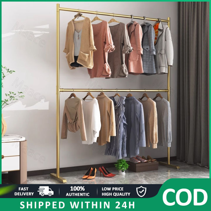 Double layer clothes drying rack Stainless Clothes Rack Windproof ...