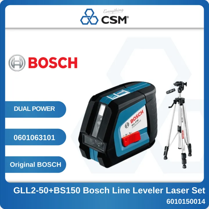 GLL2-50+BS150 Bosch Line Leveler Laser Set 50M Working Range 0601063101 ...