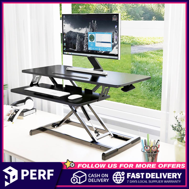 Perf 32 Inch Adjustable Ergonomic Sitting Standing Convertible Desk ...