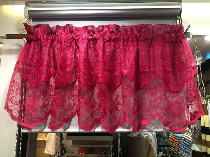Valance lace curtain scallop with overlap window curtain kitchen suksuk ...