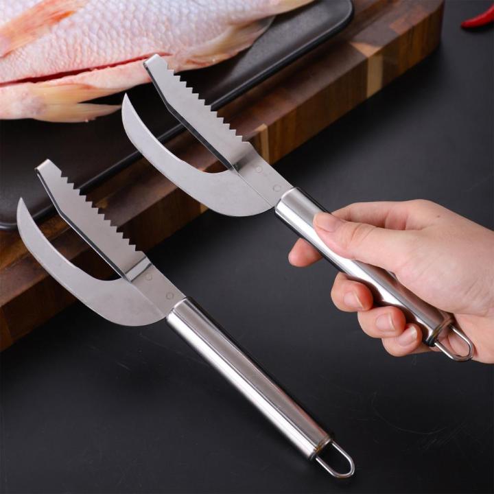 2 In 1 Stainless Steel Fish Scraper Fish Scale Remover Two-Way Sawtooth ...