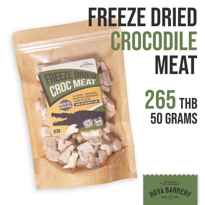 เนื้อจระเข้ ฟรีสดราย ขนมน้องหมา Hoya Barkery freeze dried croc meat dog ...