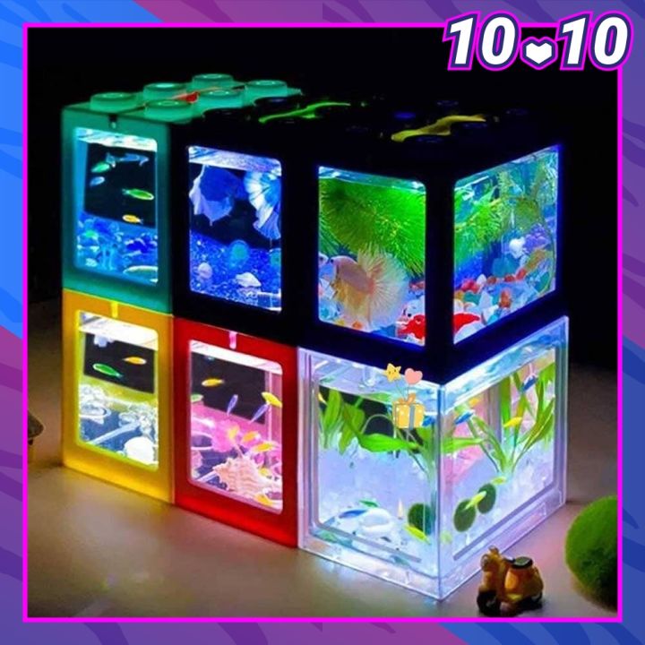 Betta fish Mini Aquarium 2nd generation Building block fish tank Spider ...