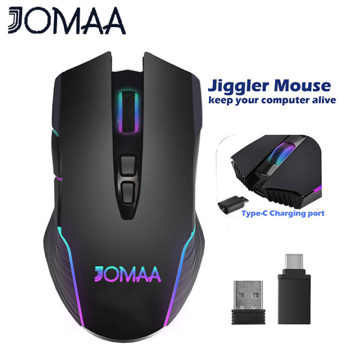 JOMAA Gaming Mouse แบบชาร์จไฟได้ Type-C USB Optical Mice Silent Click Multi-Purpose 2.4G ...