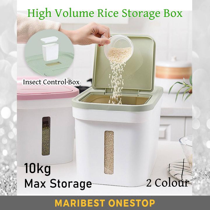 10KG Rice Storage Box Container Cereal Rice Grain Dispenser Storage Box ...