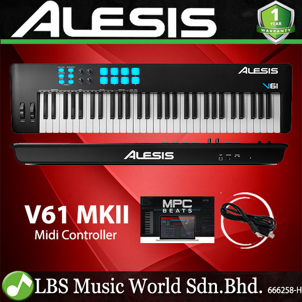 Alesis V61 MKII 61 Key USB Midi Keyboard Controller with 8 Velocity Pad ...