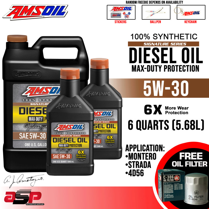 AMSOIL 5W-30 Signature Series Max-Duty 100% Synthetic Diesel Oil 6 ...
