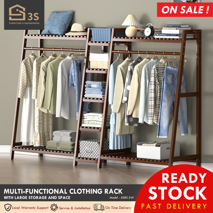 [3S FURNITURE] Modern Open Concept Solid Bamboo Wardrobes and Clothes ...
