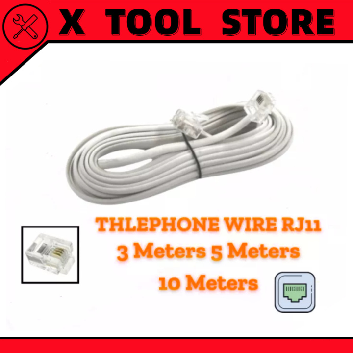 Telephone Wire Extension Cable RJ11 Cord 3 / 5 / 10 Meters | Lazada PH