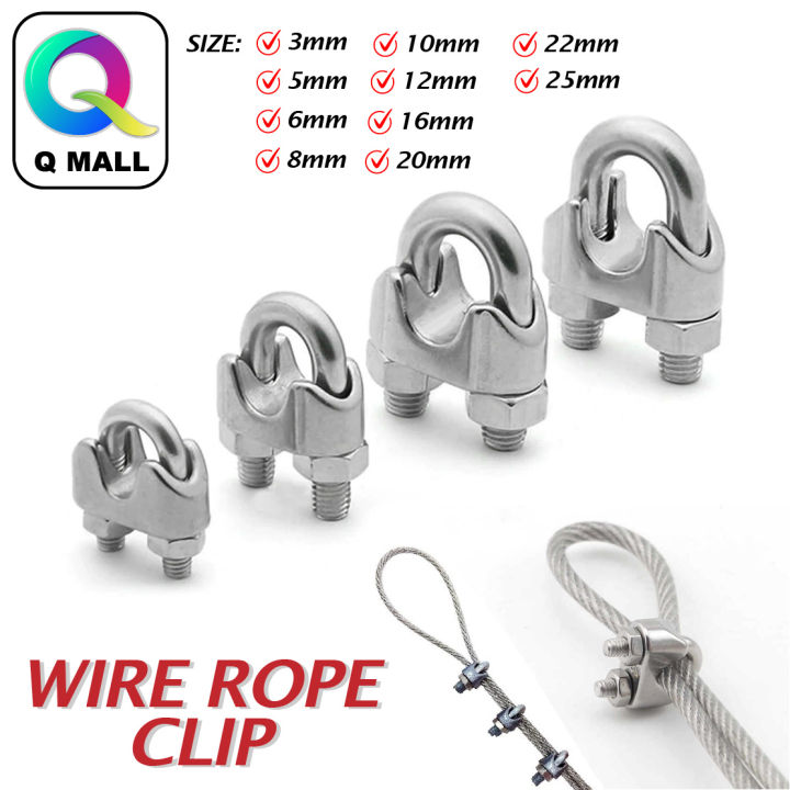Q MALL Galvanized Iron Wire Rope Clip U-Bolt Clamp (3mm,5mm,6mm,8mm,10mm) - Part 1 | Lazada