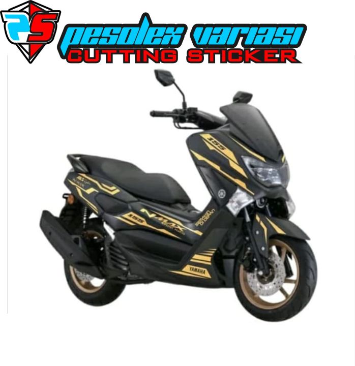 STRIPING CUTTING STICKER NMAX motor black doff sticker gold | Lazada ...