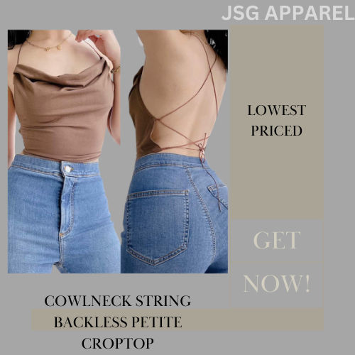 JSG Clothing JENNY Cowlneck String Backless Top Petite CropTop for ...