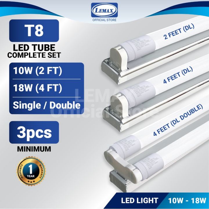 LEMAX T8 LED TUBE Complete Set (2FT/4FT) 10W, 18W, 30W Lampu Kalimantang Bulb Siling 2, 4 Kaki ...