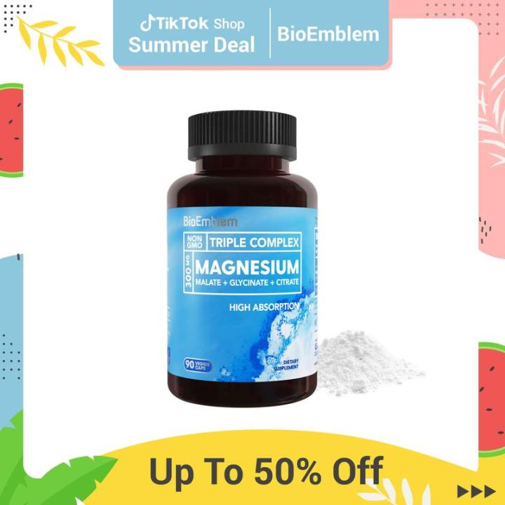 BioEmblem Triple Magnesium Complex - 300mg of Magnesium Glycinate ...