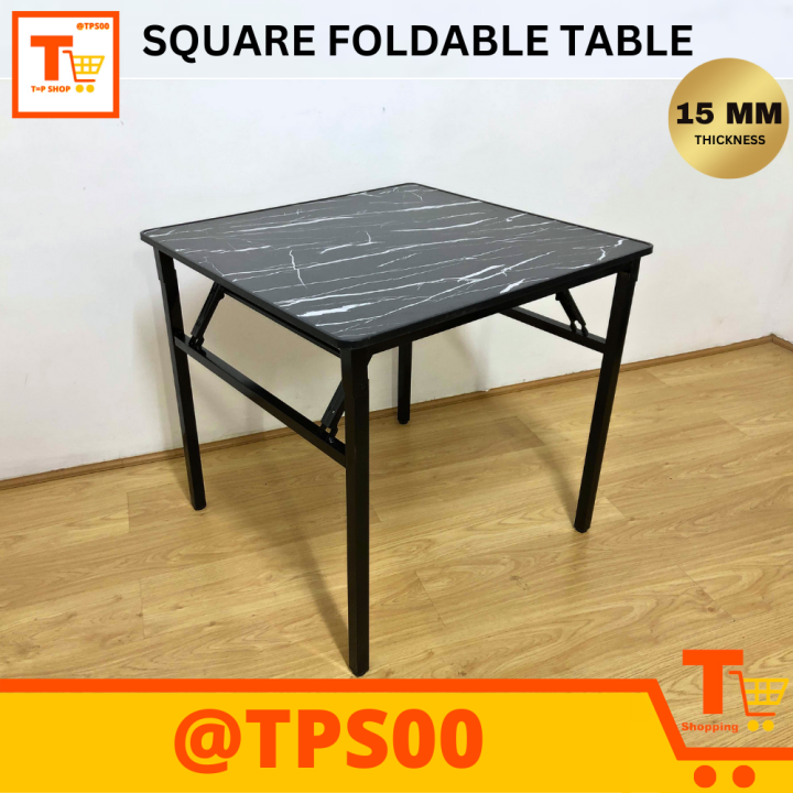 FOLDABLE/FOLDING SQUARE TABLE (60x60, 80x80) WITH METAL LEGS (MARBLE ...