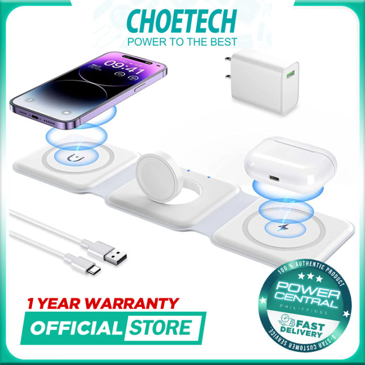 Choetech 3 in 1 15W Magnetic Fast Wireless Charging Stand for iPhone ...
