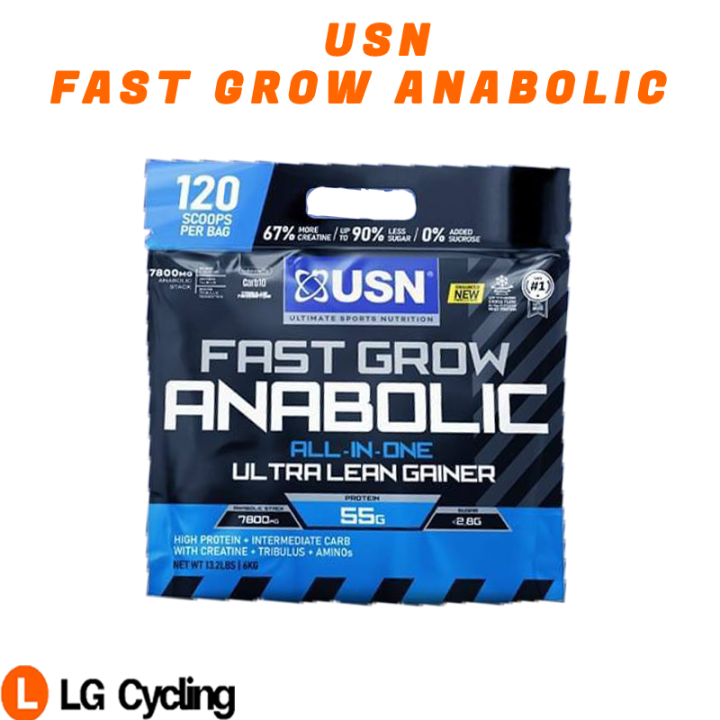 USN Fast Grow Anabolic Chocolate Flavour 6Kg Lean Weight Gainer Mass ...
