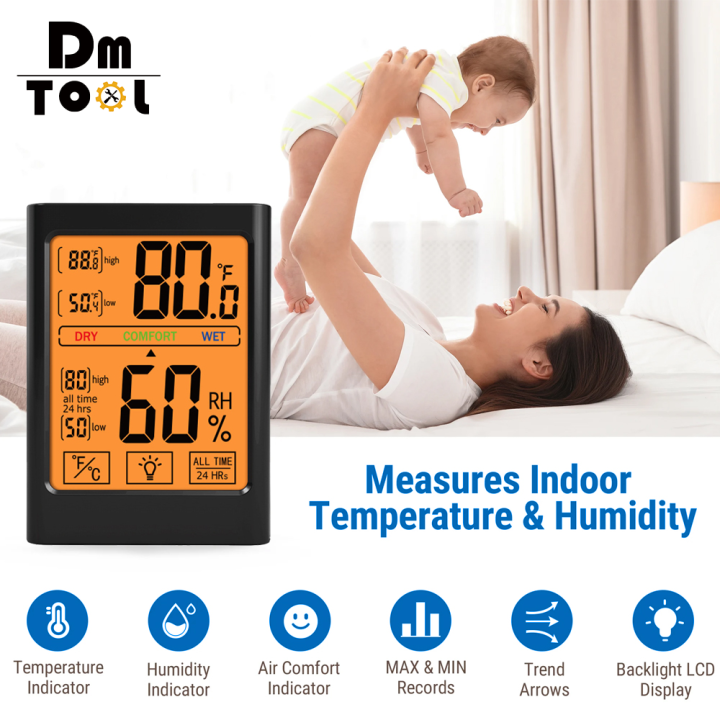 DM Indoor Household Temperature and Humidity Meter Electronic Large ...