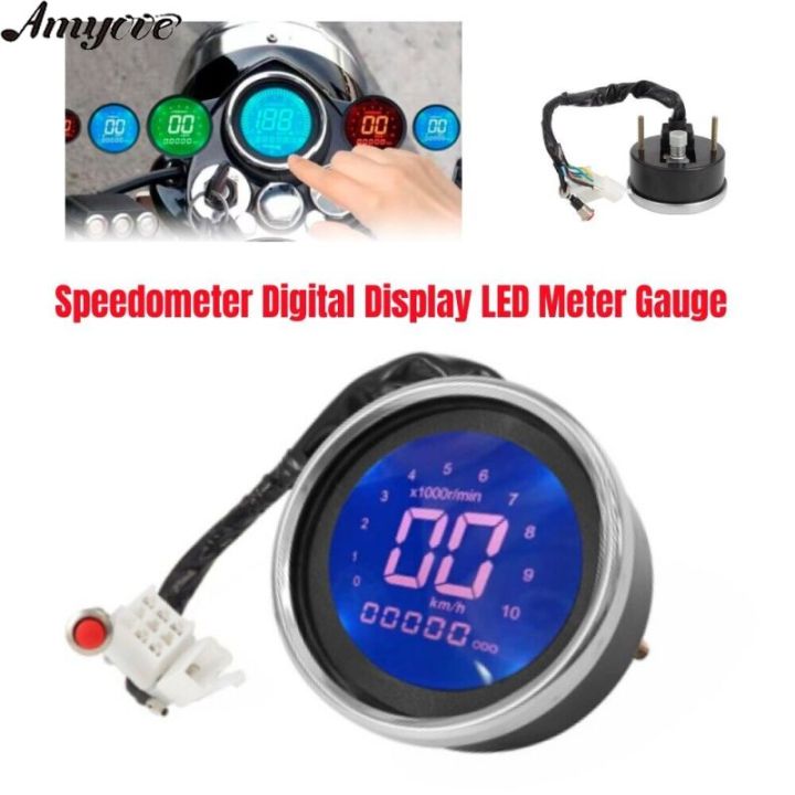 Motorcycle Odometer LED Digital Speedometer Tachometer Gauges 0-199km/h ...
