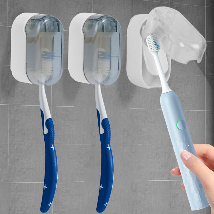 Toothbrush Holders With Cover Punch-free Wall-mounted Toothbrush ...