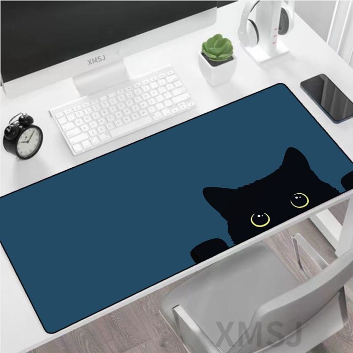 Kawaii Cat Mouse Pad 90x40 Black and White with Cat Desk Mat Cat Claw ...