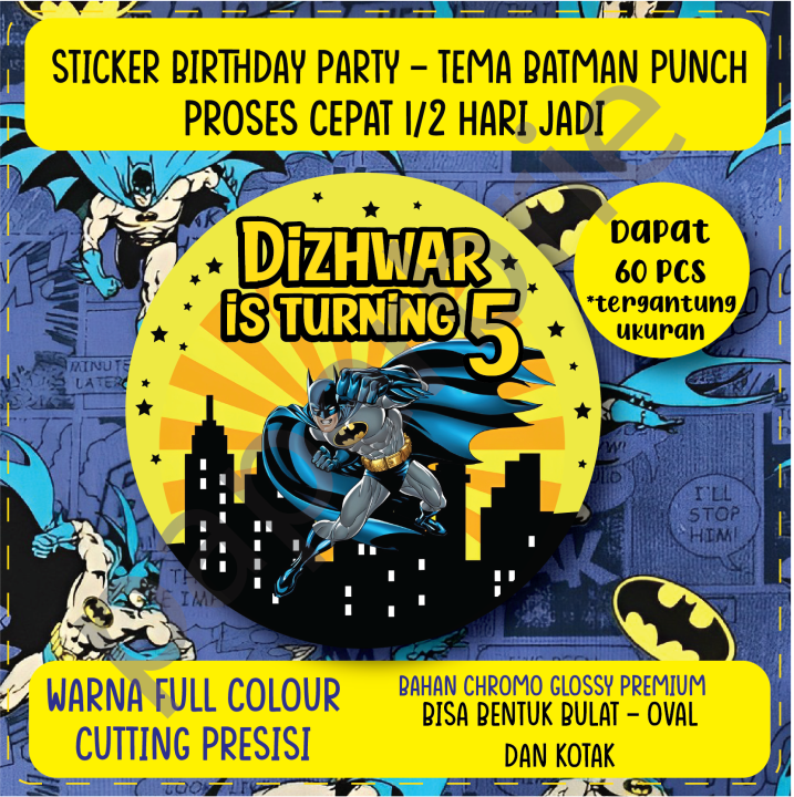 label stiker BATMAN PUNCH Ulang Tahun Anak - sticker birthday party ...