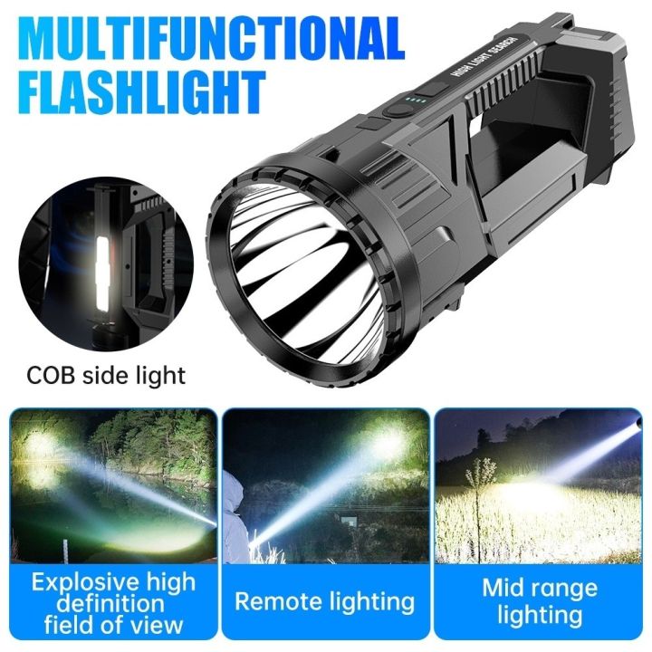 CHRISTYANNA Dimmable Camping Searchlight with Side Lights Waterproof ...