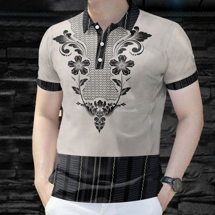 2025 New Polo Shirt For Men Modern Barong Tagalog Shirt Retro Short ...