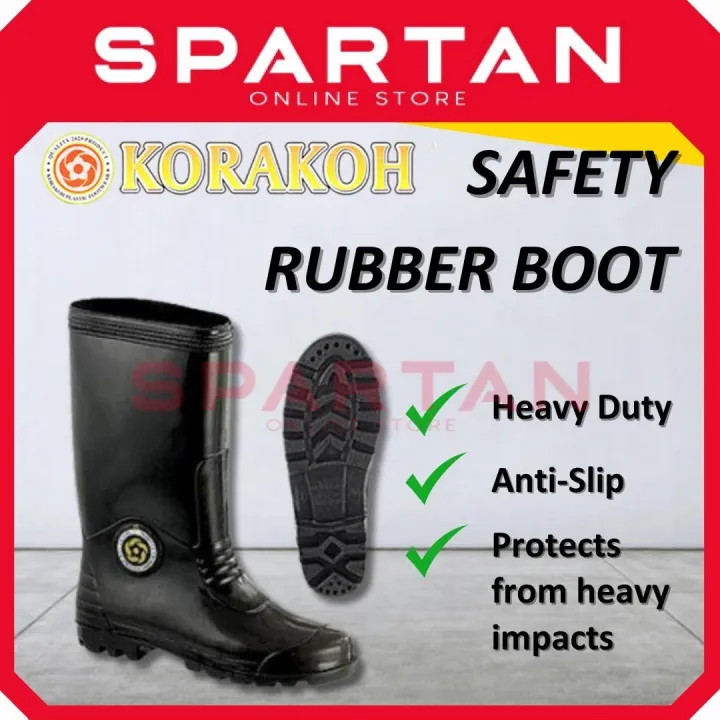 KORAKOH M6000 Heavy Duty Black Safety Rubber Boots | Waterproof Work ...