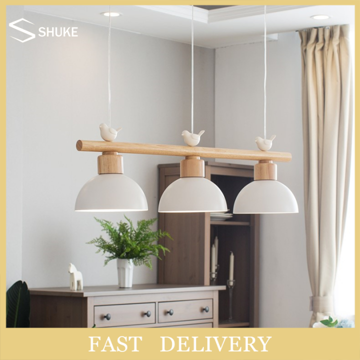 Nordic Wooden Hanging Lamp Bird Minilist Pendant Light for Dining Table ...
