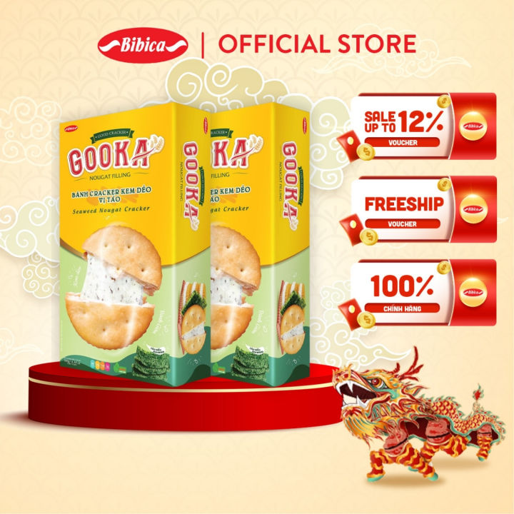Combo 2 Bánh Gooka Cracker Nougat Filling Vị Tảo Biển Bibica | Lazada.vn