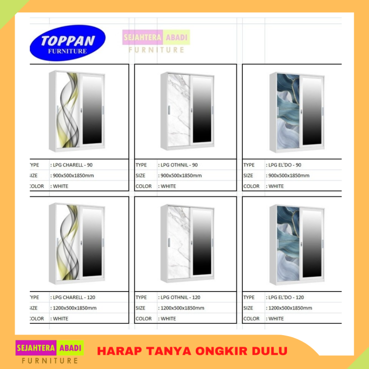 lemari besi pakaian sliding toppan LPG, lemari pintu geser plus cermin ...