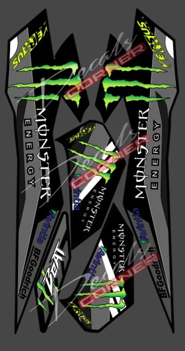Honda Beat fi V2 Monster decals design decals | Lazada PH