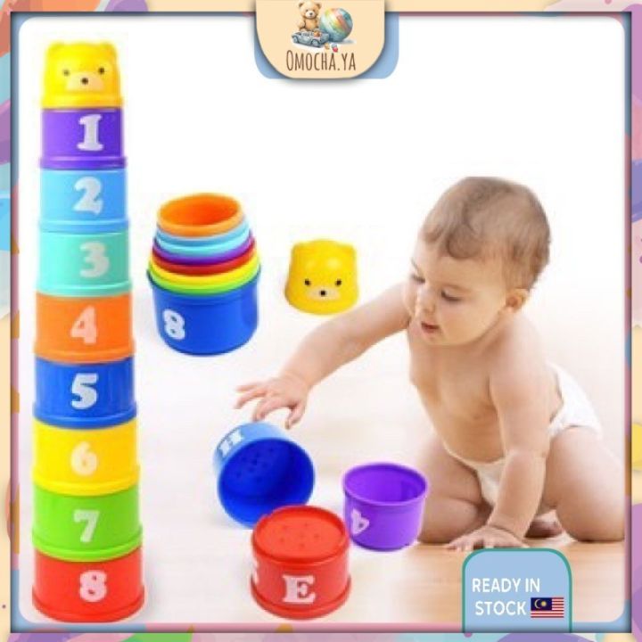 Stacking Cups Towers With Numbers And Alphabet Building Stacking Blocks ...